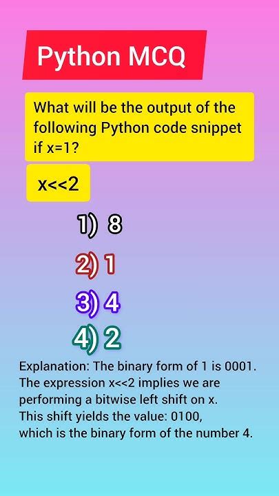 Python Mcq Based On Shift Operator Shorts Youtubeshorts Youtube