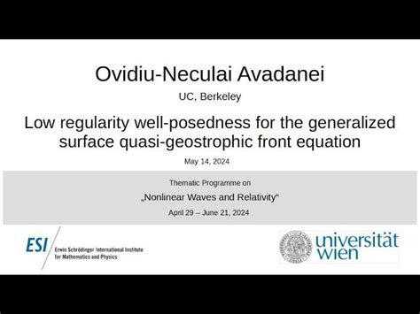 Free Video Low Regularity Well Posedness For The Generalized Surface Quasi Geostrophic Front