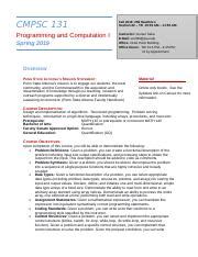 CMPSC Syllabus Spring Sec Docx CMPSC Fall Hawthorn Section TR