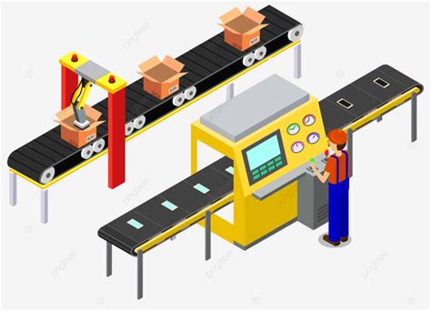 자동화된 조립 라인의 이미지가 있는 아이소메트릭 로봇 자동화 컨베이어 공장 구성 열다 공장 기계적 Png 일러스트 및 벡터 에 대한 무료 다운로드 Pngtree