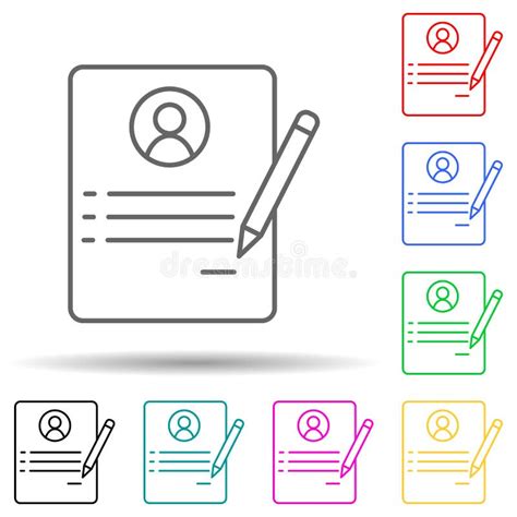 Resume Of Employee Multi Color Style Icon Simple Thin Line Outline Vector Of Interview Icons