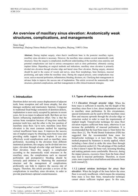 Pdf An Overview Of Maxillary Sinus Elevation Anatomically Weak Structures Complications And