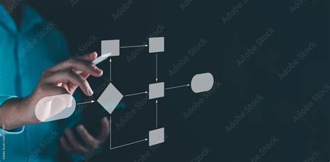 Workflow Computer Automation For Business Office Developer Writing Flowchart To Process
