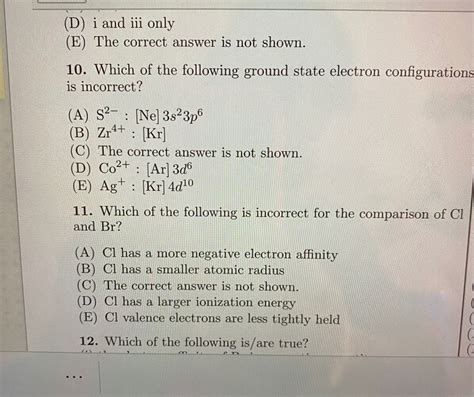 Answered 10 Which Of The Following Ground State… Bartleby