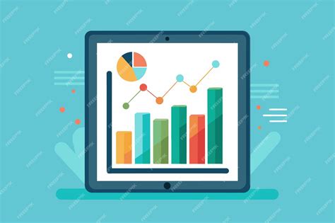 Premium Vector A Tablet Computer Displaying A Bar Graph And Line Chart Showing Data Analysis