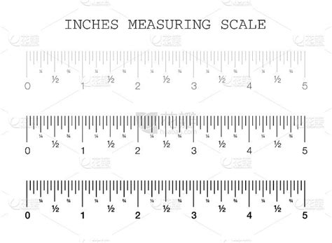 统治者。标尺刻度，标尺标记。矢量插图。英寸的规模。素材 花瓣网