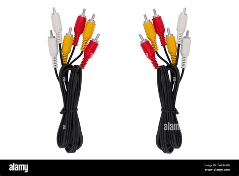 Rca Stereo Jack Input Cable Isolated On White Background Rca Composite Audio Video Cable