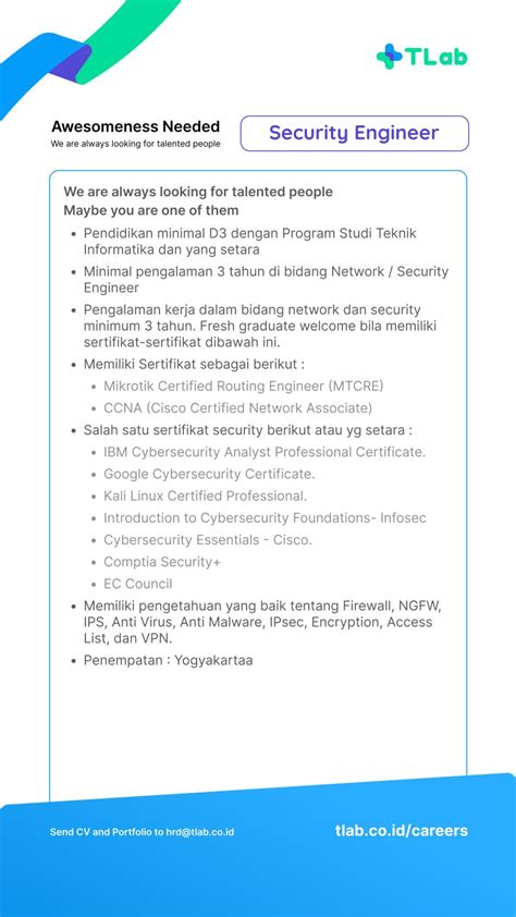 Tlab Pt Teknologi Kode Indonesia On Linkedin Tlab Is Hiring Security