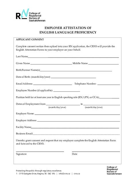Fillable Online Employer Attestation Of English Proficiency Fax Email
