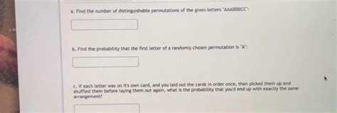 Solved A Find The Number Of Distinguishable Permutations Of