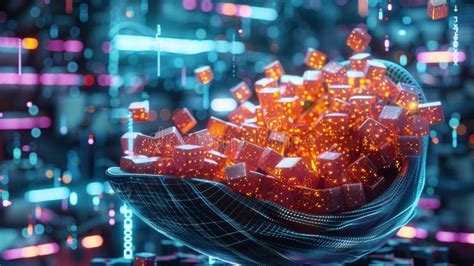 Digital Abundance In A Futuristic Interface With Data Cubes And Binary Codes Stock Illustration