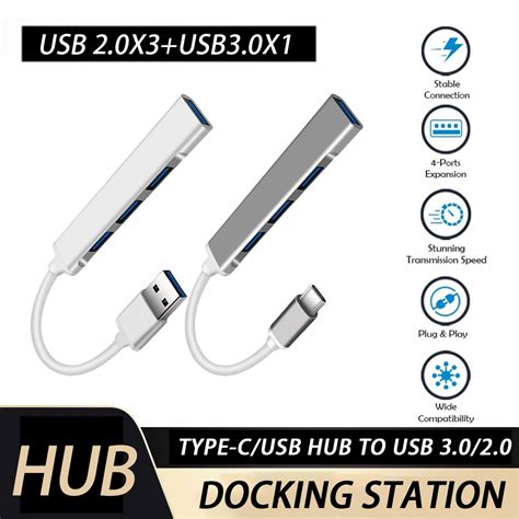 Jual Usb Docking Station Splitter Type C Usb Mini Hub Stasiun Dok Multifungsi High Speed