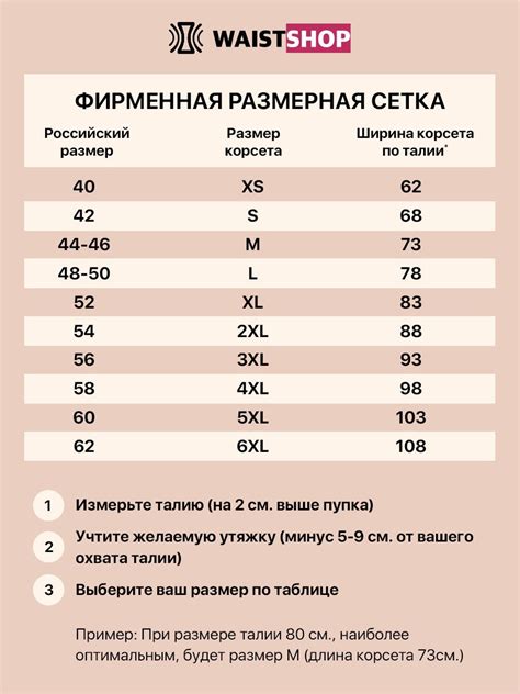 Waistshop Как подобрать размер