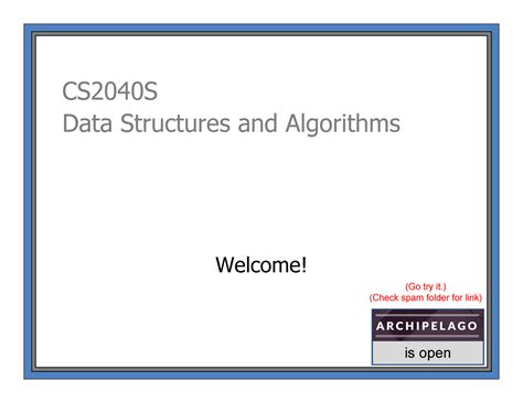 01 Sem 2 Intro CS2040S Data Structures And Algorithms Welcome Is