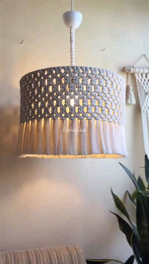 Macrame Magic Lamp Shade Illuminates Cozy Ambiance