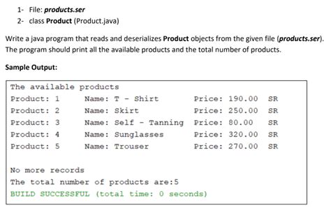Solved File Products Ser Class Product Product Java Chegg