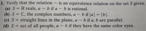 Answered 1 Verify That The Relation ~ Is An… Bartleby