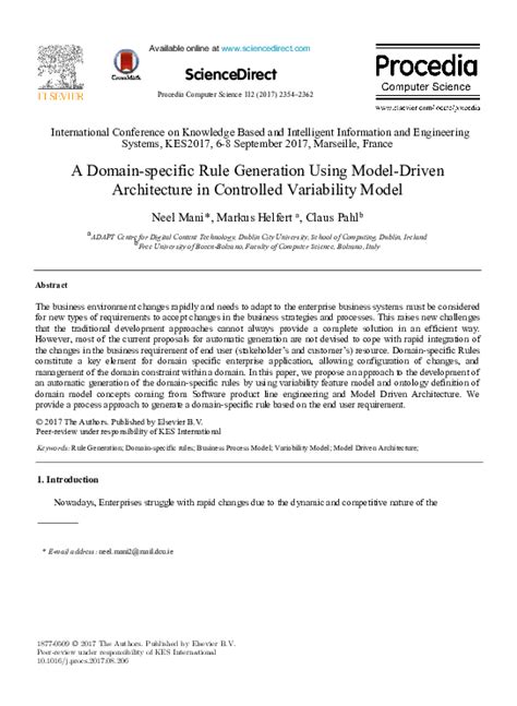Pdf A Domain Specific Rule Generation Using Model Driven Architecture