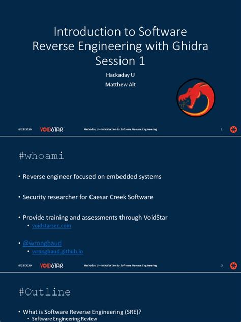 Introduction To Software Reverse Engineering With Ghidra Session 1