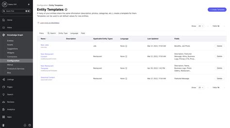Manage Entity Templates Yext Help