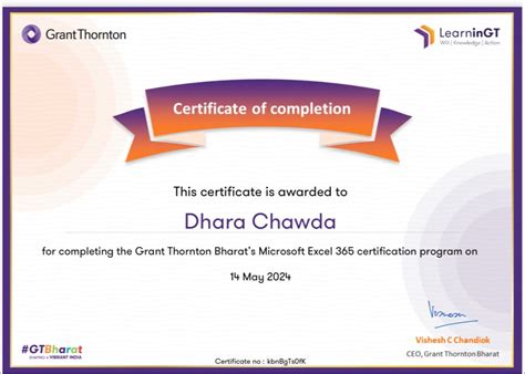 ca dhara chawda sunva on linkedin completed microsoft excel 365 from gt