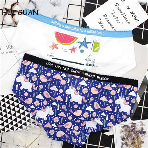 Hui Guan Kawaii Young Girl Student Panties Sex Thong Cartoon Unicorn