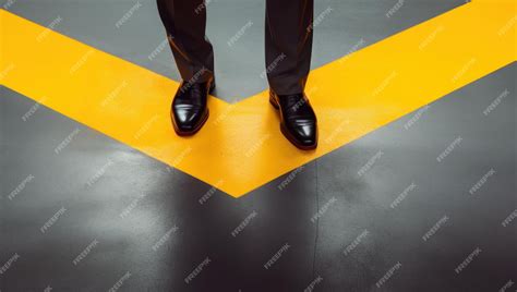 Premium Photo Navigating Success Businessman Standing On An Arrow Making Informed Decisions