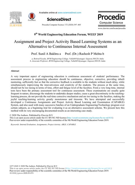 Pdf Assignment And Project Activity Based Learning Systems As An