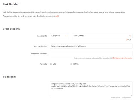 cómo crear deeplinks correctamente awin