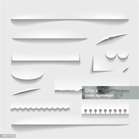 투명 한 사실적인 종이 그림자 효과 세트 천포찢어진 가장자리 찢겨진에 대한 스톡 벡터 아트 및 기타 이미지 찢겨진 종이