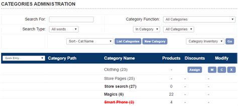 setting up the categories for the php and asp templates