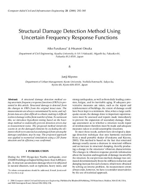 Pdf Structural Damage Detection Method Using Uncertain Frequency