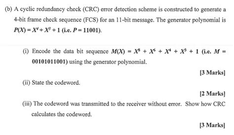 Solved B A Cyclic Redundancy Check CRC Error Detection Chegg