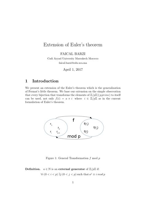 Pdf Extension Of Eulers Theorem