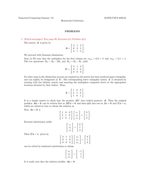 Numerical Computing Solved Homework 3 Questions Math 4800 Docsity