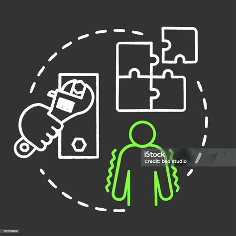 약점 분필 Rgb 색상 개념 아이콘을 해안 기술 제어 개발 및 개선 Swot 전략 자기 구축 아이디어 검은 배경에 벡터 격리 칠판 그림 개념에 대한 스톡 벡터 아트 및 기타