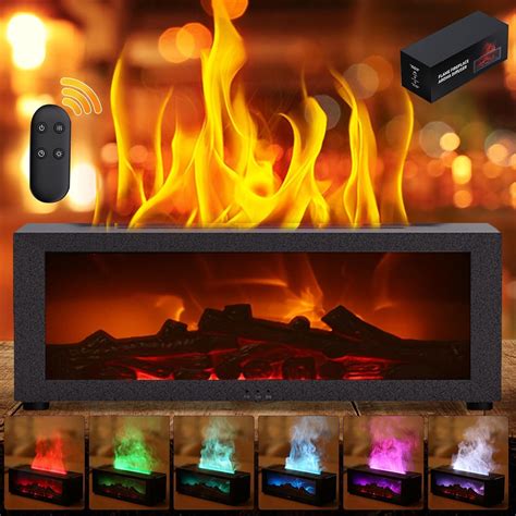 Fireplace Diffuser For Essential Oils Fireplace Humidifier With Remote 7 Colours