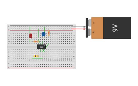 Circuit Design Blinking Led Using 555 Timer Tinkercad