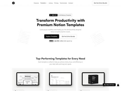 notionary sell notion template with ease framplates framer templates