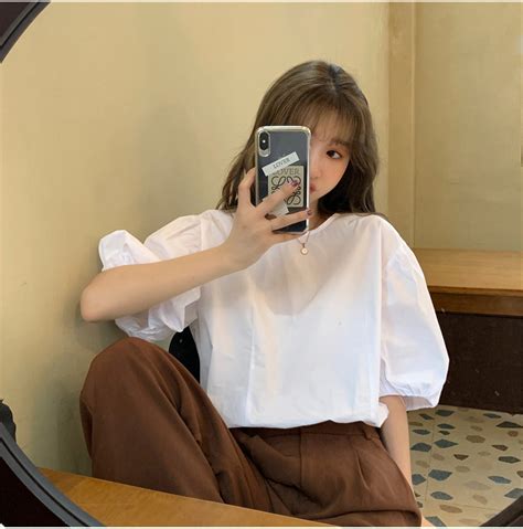 파라다이스키스 [3컬러 여름] 테시 벌룬 퍼프소매 반팔 블라우스 빅사이즈