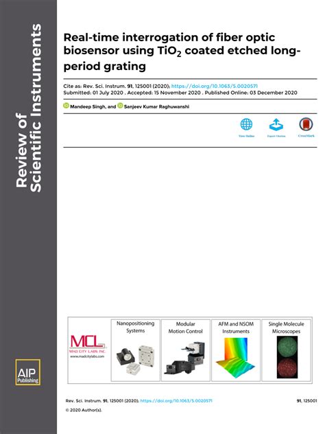 Pdf Real Time Interrogation Of Fiber Optic Biosensor Using Tio2