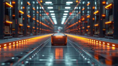 Automated Warehouse With Robotics Generative Ai Stock Illustration