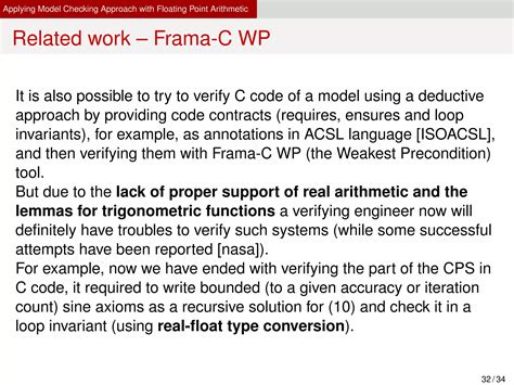 Applying Model Checking Approach With Floating Point Arithmetic For