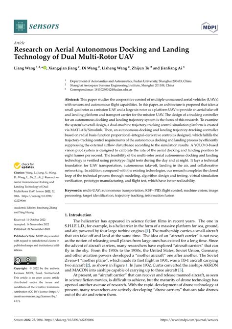 Pdf Research On Aerial Autonomous Docking And Landing Technology Of Dual Multi Rotor Uav