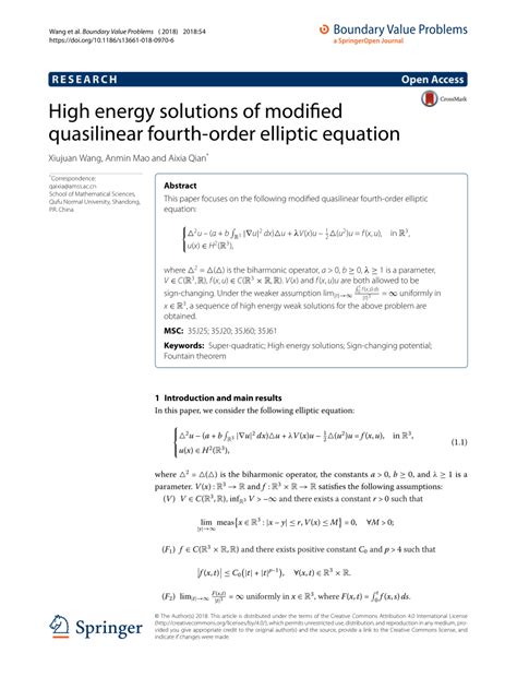 Pdf High Energy Solutions Of Modified Quasilinear Fourth Order Elliptic Equation
