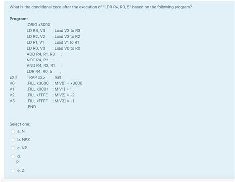 What Is The Conditional Code After The Execution Of