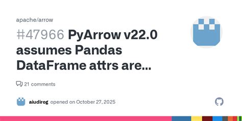 Pyarrow V220 Assumes Pandas Dataframe Attrs Are Serializable · Issue