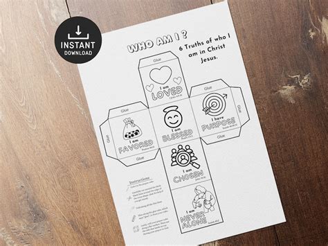 Printable Identity In Christ Coloring Cube Printable Bible Etsy