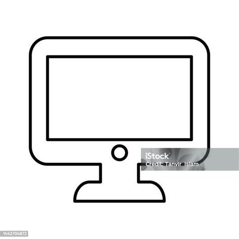 선 스타일의 컴퓨터 모니터 아이콘 0명에 대한 스톡 벡터 아트 및 기타 이미지 0명 디자인 벡터 Istock