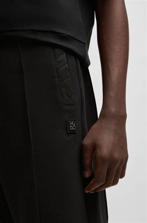 Hugo Cotton Blend Shorts With Zigzag Stitching Black